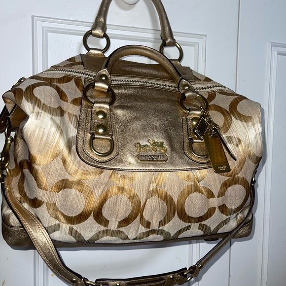 Coach | Bags | Coach Gold And Cream Signature Bag | Poshmark